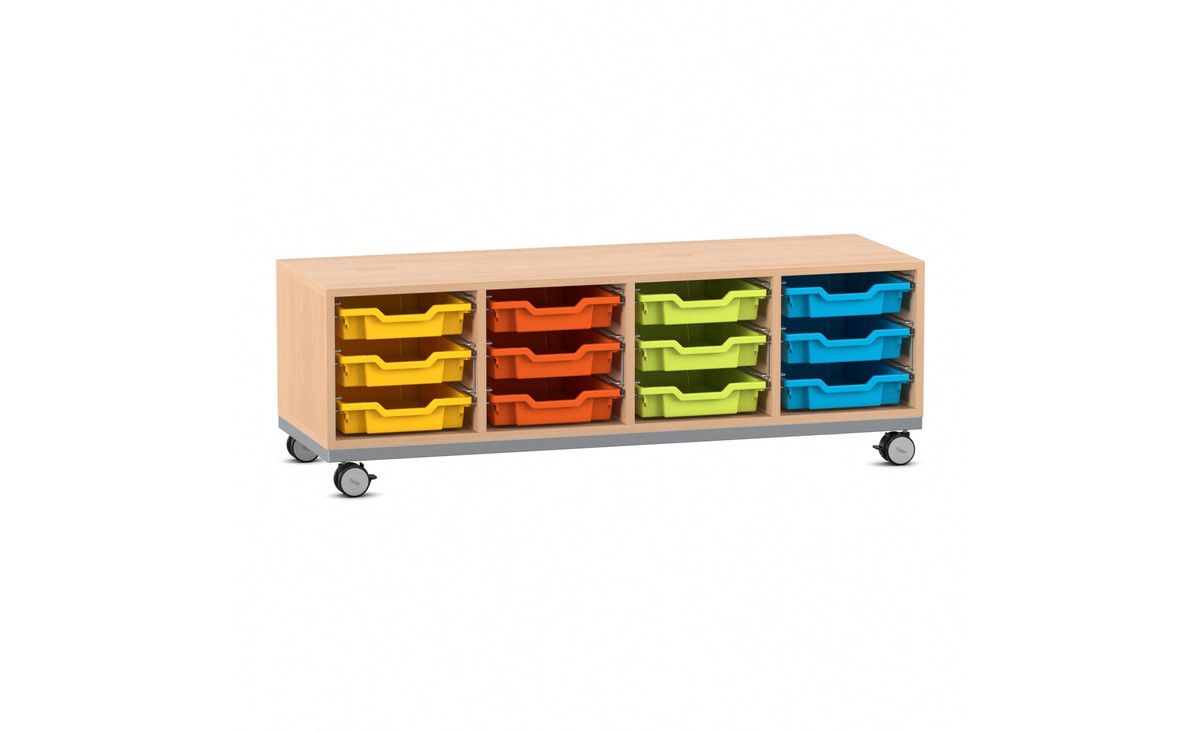 Flexeo® Regal PRO, Stahlrahmen, 4 Reihen, 12 Boxen Gr. S | betzold.de
