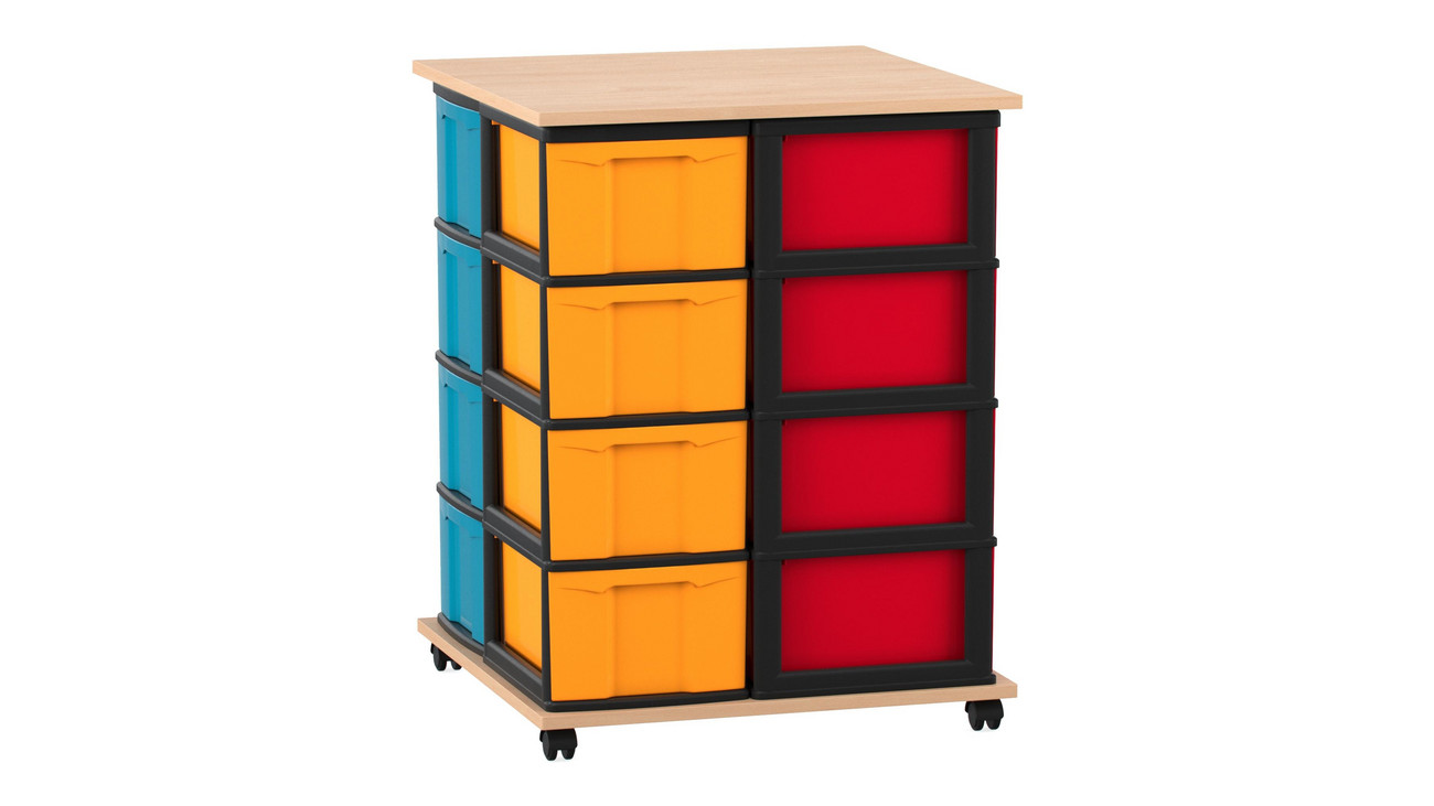 Flexeo® Fahrbares Containersystem mit Ablage,16 große Boxen - betzold.de