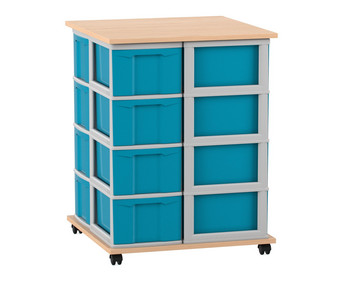 Flexeo® Fahrbares Containersystem mit Ablage, 16 große Boxen | betzold.at