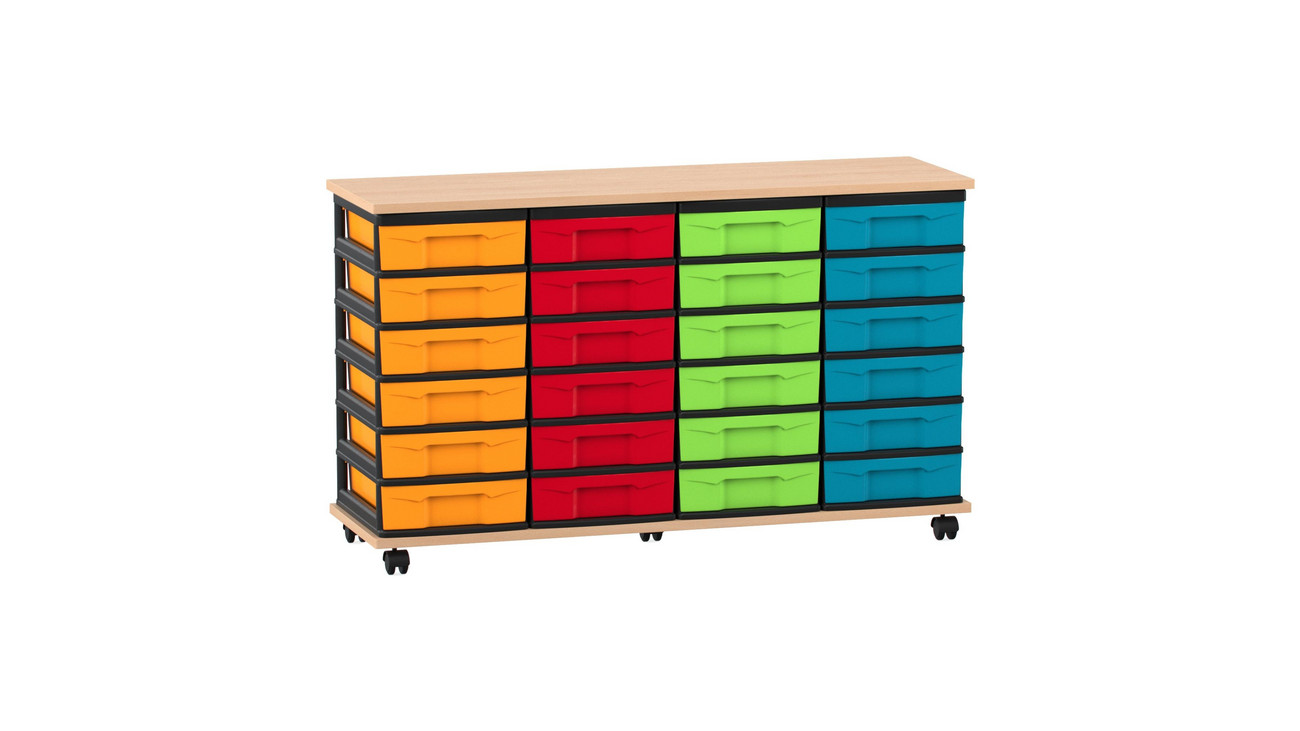 Flexeo Containersystem, fahrbar, mit Ablage, länglich - Betzold