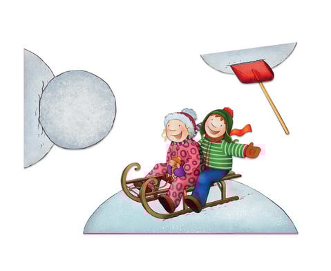 Emma und Paul erleben den Winter. Spielfiguren für die Erzählschiene ...