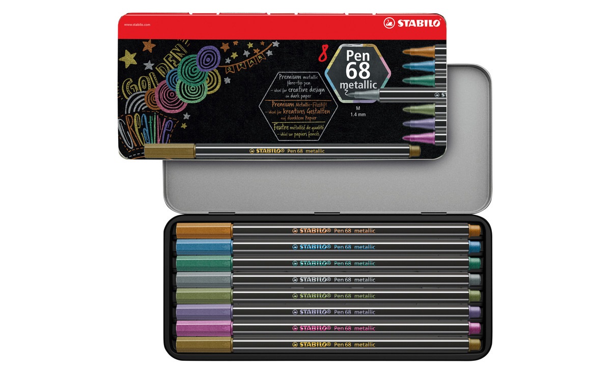 STABILO® Premium- Filzstifte „Pen 68 metallic“, 8er-Set | betzold.de